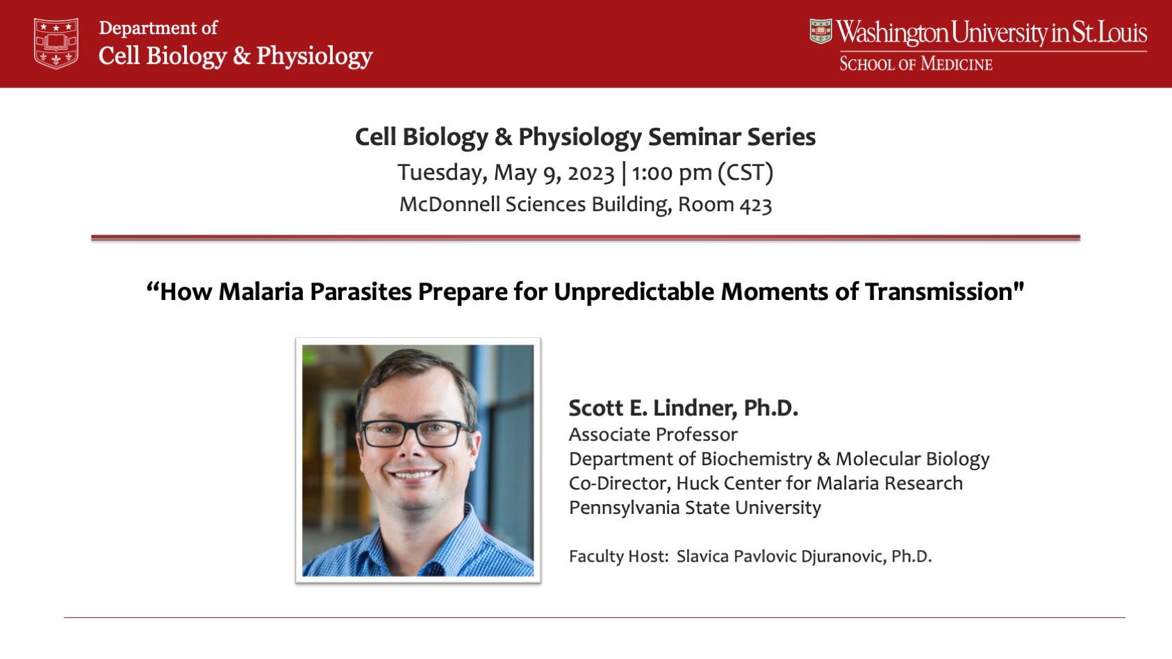 Seminar Series: Scott Lindner, Ph.D. | Cell Biology & Physiology ...