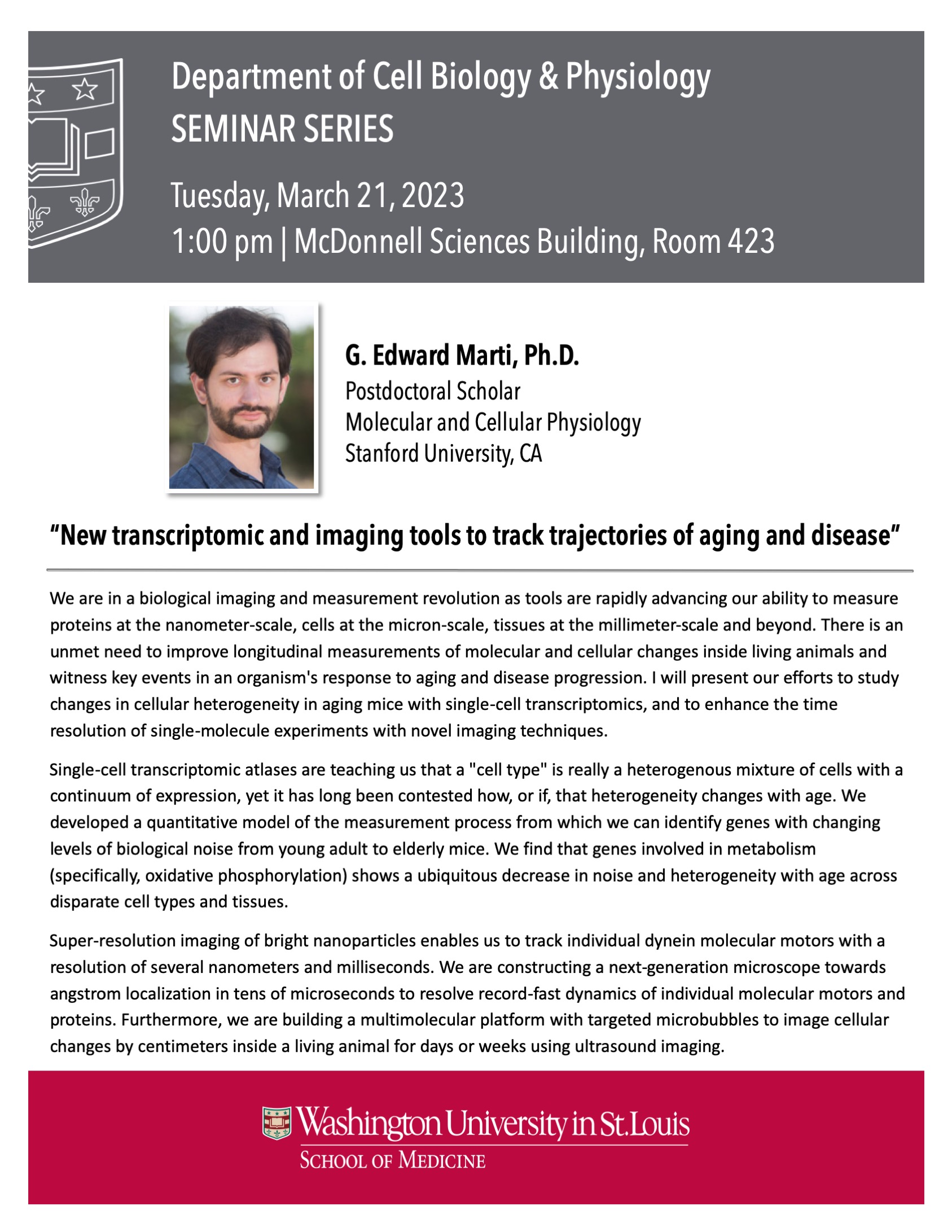 Seminar Series: G. Edward Marti, Ph.D. | Cell Biology & Physiology ...