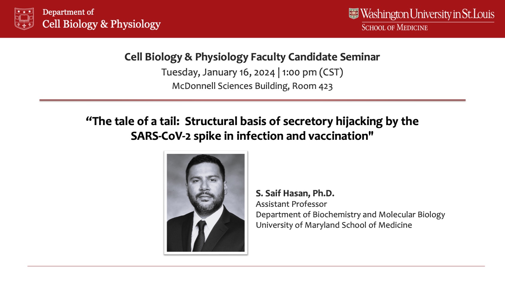 CB&P Faculty Candidate Seminar: S. Saif Hasan, PhD (RESCHEDULED) | Cell ...